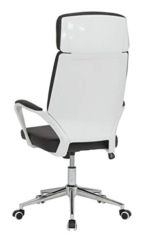 Calico Designs High Back, Height and Tilt Adjustable, Modern Executive Chair with Padded Arms and Chrome Base in White/Black PU