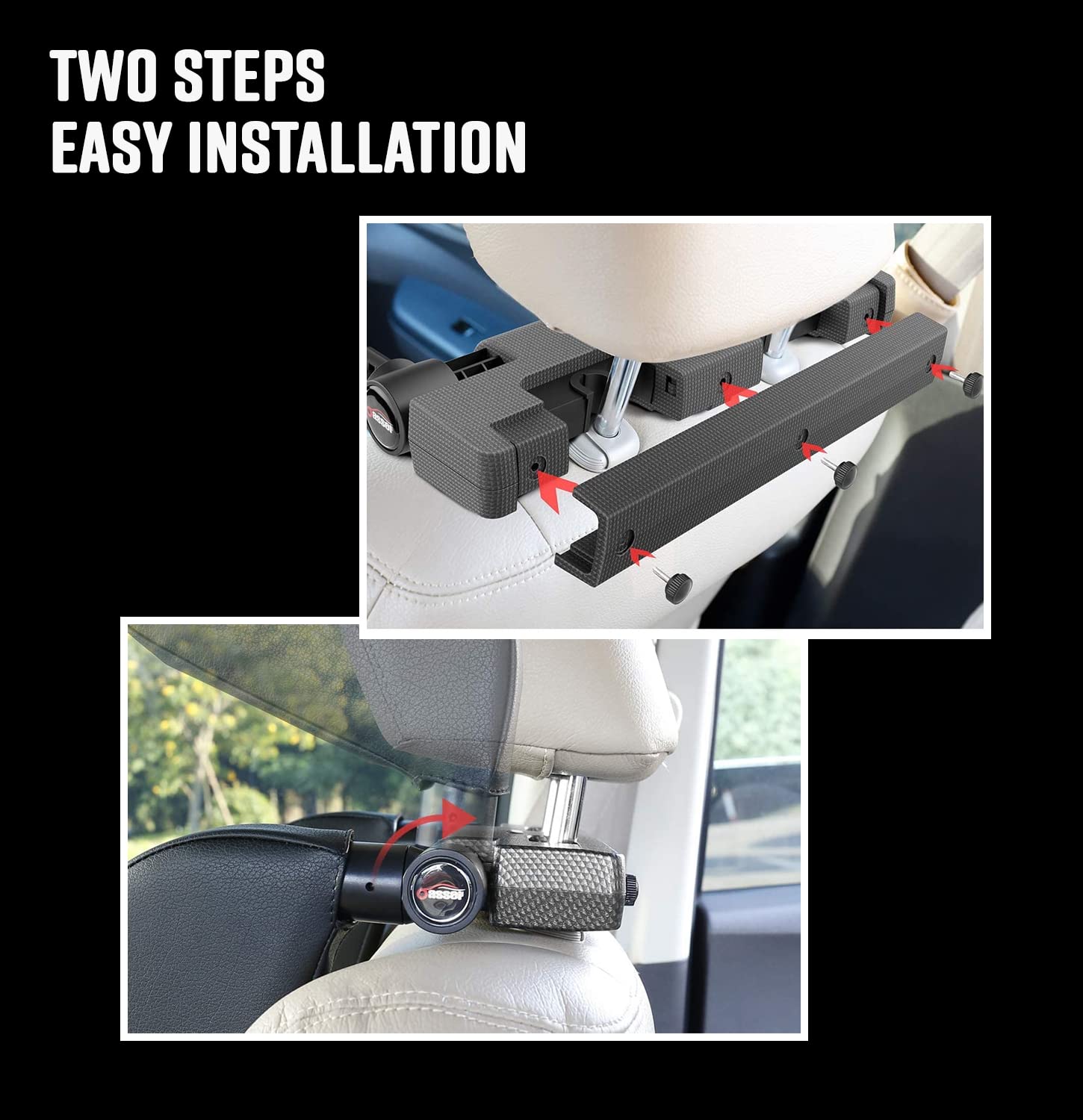 ALL4MARIE Car Seat Headrest Support - 360 Degree Adjustable, Memory Foam Car Headrest with Head, Neck, Shoulder Support for Kids and Adults, (Black)