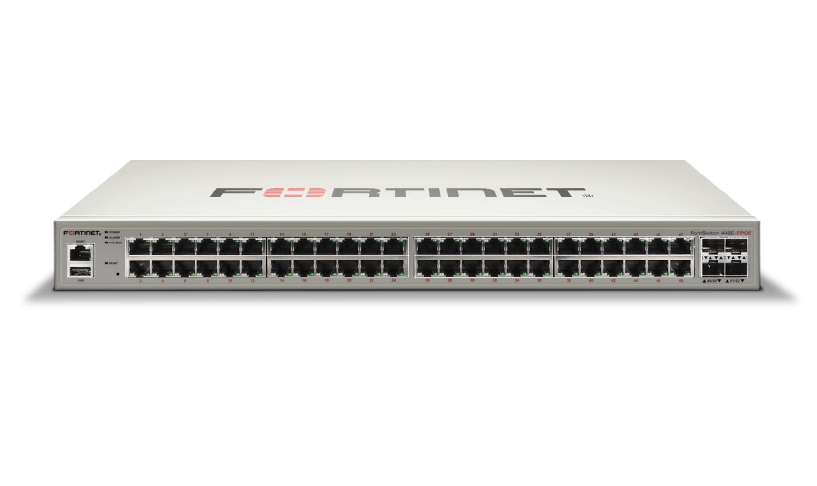 FORTINET INC. Fortinet FS 448E FPOE Ethernet Switch 48 Ports 3 Layer Supported Modular Twisted Pair, Optical Fiber Rack mountable
