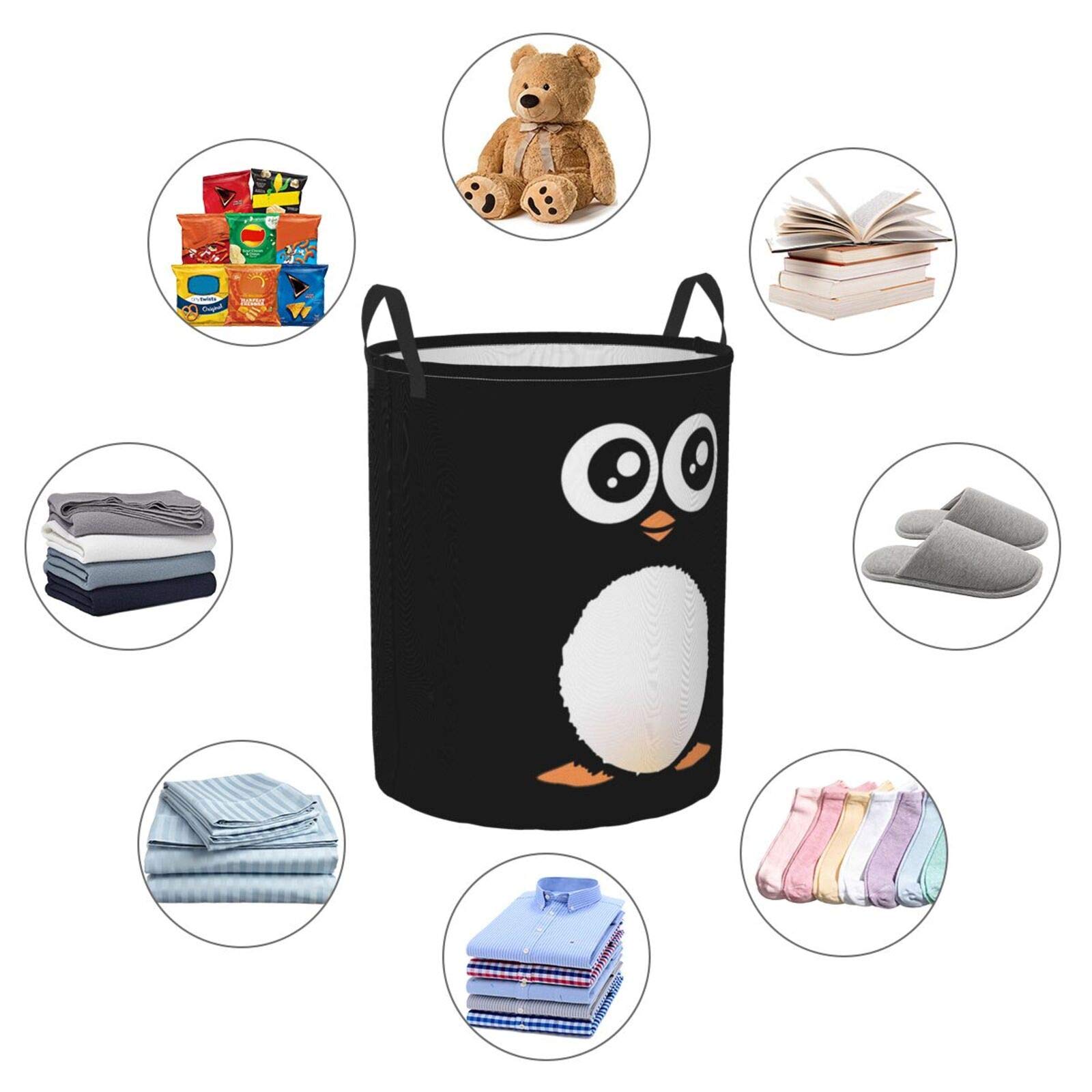 Foruidea Cute Penguin Laundry Basket,Laundry Hamper,Collapsible Storage Bin, Oxford Fabric Clothes Baskets,Nursery Hamper For Home,Office,Dorm,Gift Basket