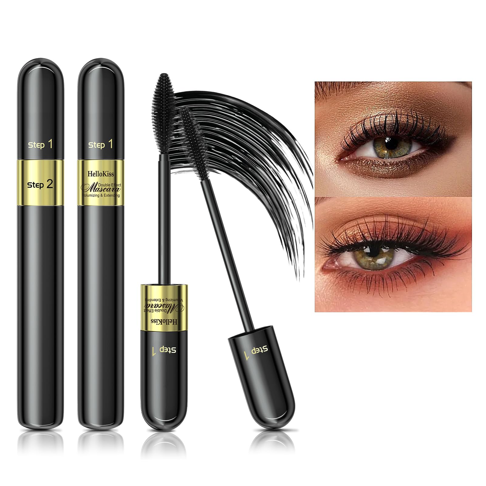 π ππππ€ Tubing Mascara Waterproof & Smudge-Proof - 2-1 Long-Lasting Mascara Black Volumizing and Lengthening for Eye Makeup, No Clumping, Curling Eyelashes, Telescopic Mascara Vegan & Cruelty Free