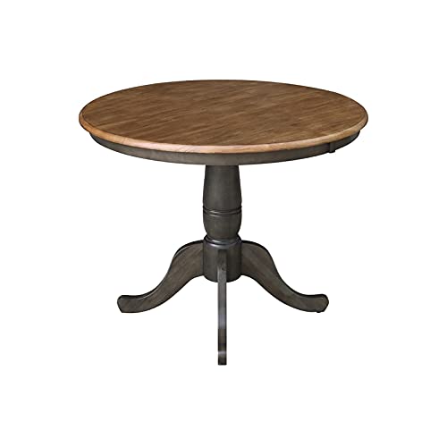 IC International Concepts Round Top Pedestal Dining Table, Hickory/Washed Coal