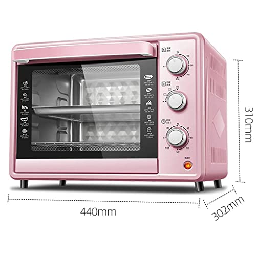 30L Elecric Oven,with Temperature Setting 70-230℃ 120 Minutes Timing 1500W 3 Baking Functions Convection Countertop Toaster Oven (Pink) (Pink) Aesthetic and Practical