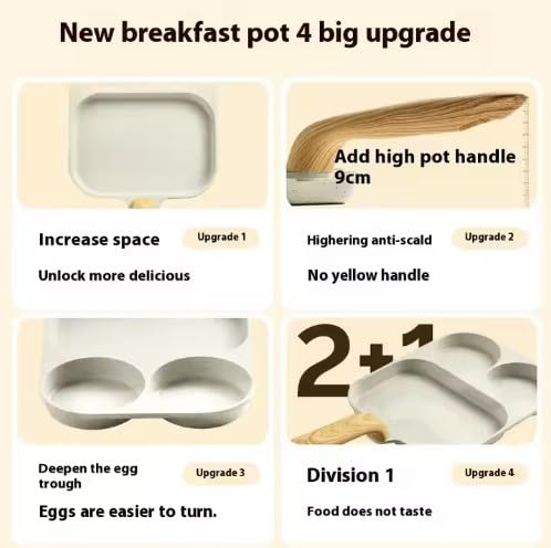 3-in-Divided Frying Pan for Cooking β sarten 3 en 1 antiadherente, Square Egg Pan, One Egg Frying Pan, Section Skillet, 3 in 1 pan for cooking