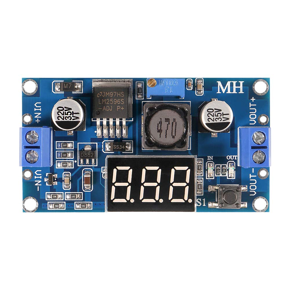 ALMOCN 2PCS LM2596S Buck Converter Step-Down Power Module DC to DC 4.0-40V to 1.25-37V Voltage Regulator with LED Voltmeter Digital Display