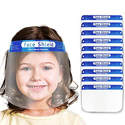 Kids Face Shields,Veki Children Face Shields Transparent Breathable Full Face Protective with Adjustable Elastic Band