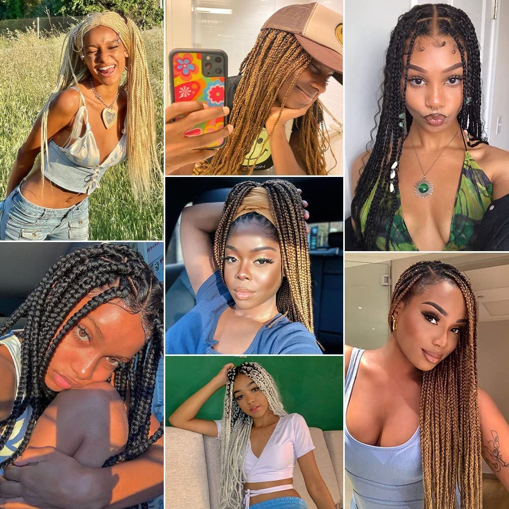 SOKU Pre Stretched Braiding Hair Extensions 24 Inch - 8 Packs Strawberry Honey Blonde Box Braids Synthetic Professional Crochet EZ Braid Neat Yaki Texture Hot Water Setting