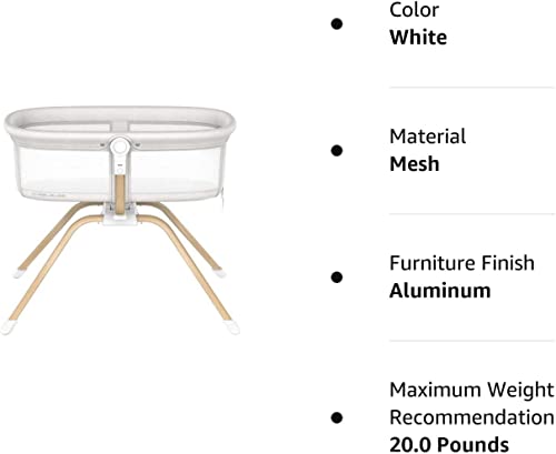 ANGELBLISS 3 in 1 Rocking Bassinet & Baby Bassinet Bedside Crib, One-Second Convert Travel Portable Bassinet Newborn Baby (White)