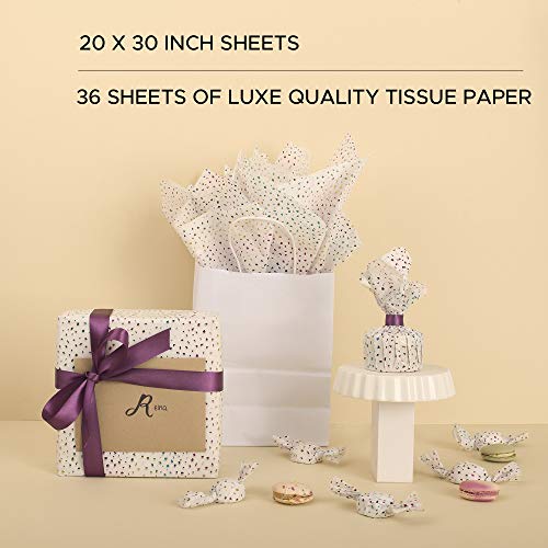 BonBon Paper Unicorn Rainbow Tissue Paper | 36 Sheets of Premium Unicorn Rainbow Tissue Paper for Gift Wrapping and Gift Bags | Beautiful White Bundle with Rainbow Glitter Accent | Size 20”x30”