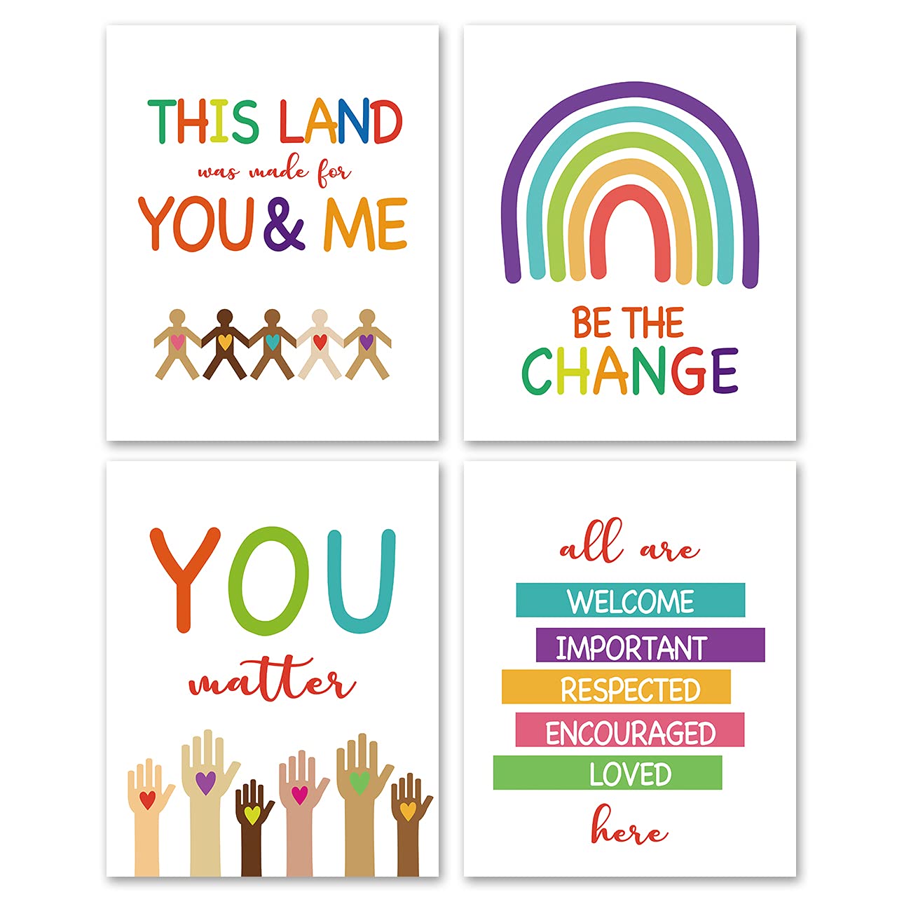 Nvhai Inspirational Wall Art for Kids Boys Girls Classroom Nursery Prints Set of 4,Motivational Quotes Posters Wall Décor for Nursery Bedroom Playroom(8x10 Unframed)