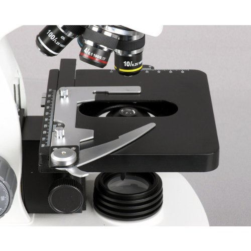 AmScope T340B-DK-LED Siedentopf Trinocular Compound Microscope, 40X-2000X Magnification, Brightfield/Darkfield, WF10x and WF20x Eyepieces, LED Illumination, Abbe Condenser, Double-Layer Mechanical Stage