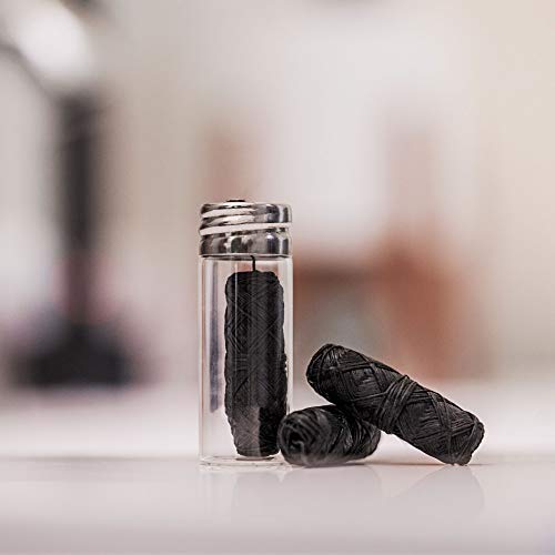 Bamboo Charcoal Floss - Reusable Container with Floss Refills - 99 Yards - Plant-Based Candelilla Wax Floss with Natural Mint Flavoring - Vegan Floss - 3X Floss Refills