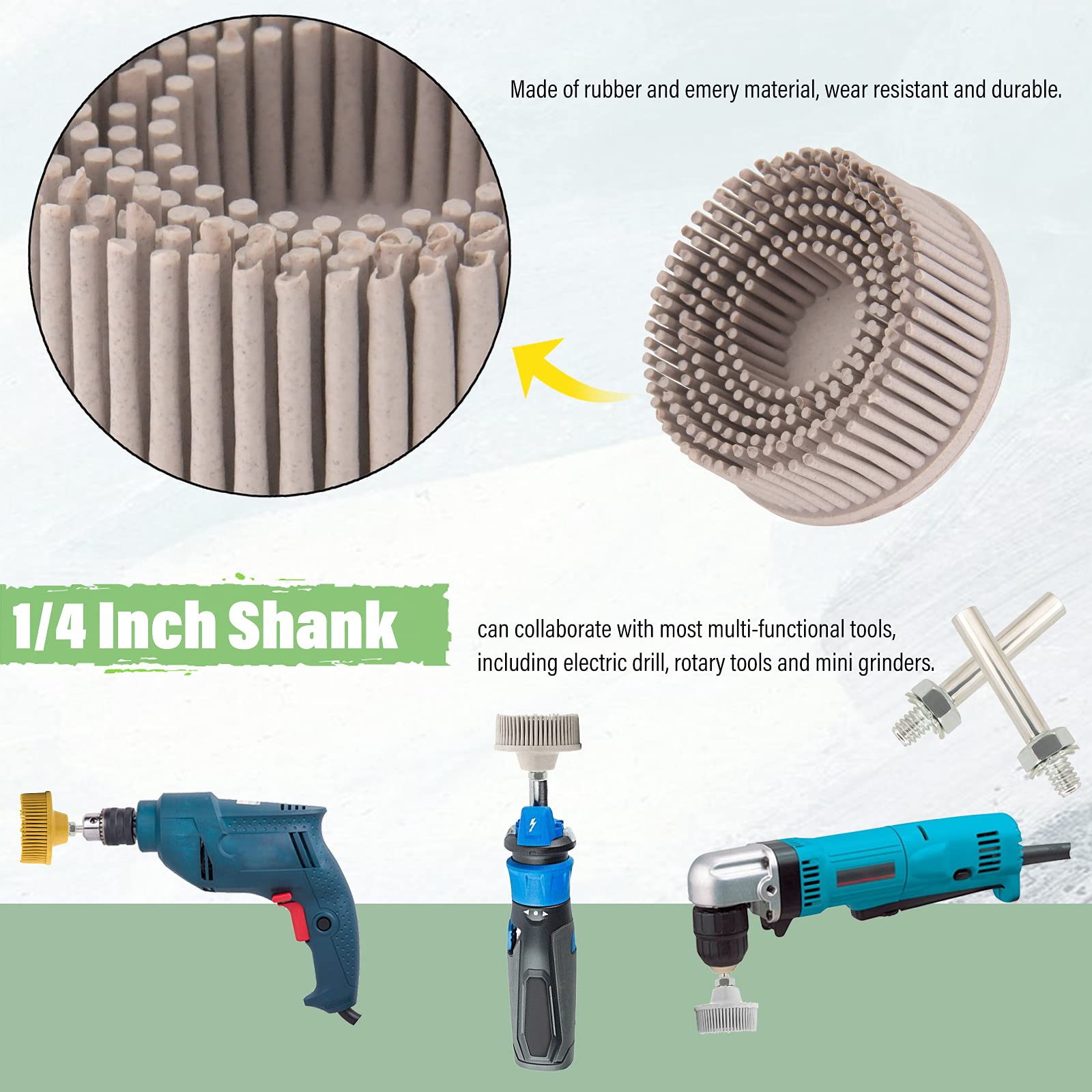 2 Inch Bristle Disc,6 Pieces Roloc Bristle Disc Grade - 120# 80# 50# Grit Abrasive Coating Removal Disc for Metal with 1/4 Inch Shank Attachment