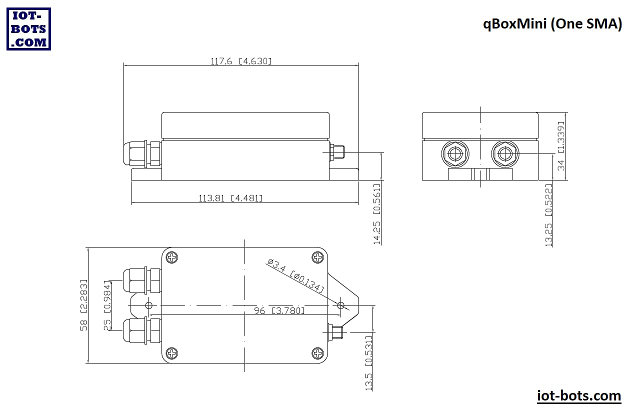 qBoxMini AFC DIY IOT Enclosure Kit (One SMA), IOT Enclosure for Feather ESP32 Cellular LoRa WiFi Arduino Board, Waterproof IP65 Enclosure with Glands, prototyping PCB, connectors Set and SMA