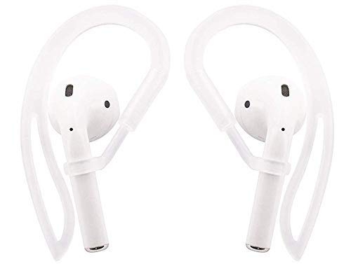ALXCD Ear Hook Ear Tips Compatible with Airpod, 2 Pairs Over-Ear Soft TPU Ear Hook & 2 Pairs in-Ear Silicone Ear Tips in 1 Set [Anti Slip][Anti Lost], Fit for Airpod Headphone 1+1+2S, White