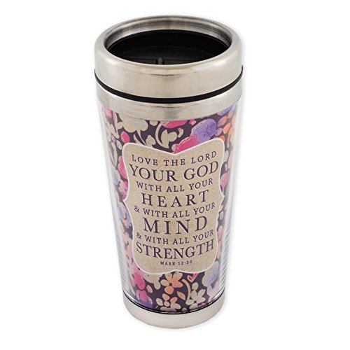 Dicksons Love the Lord Floral 16 Ounce Stainless Steel Travel Tumbler Mug