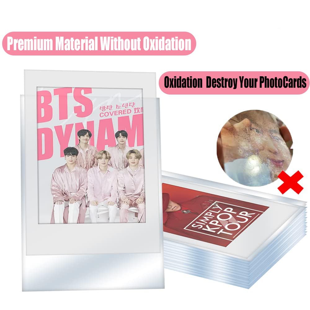 8pack Kpop Photocard Sleeves Protector 56x88mm 100 Micron Clear Card Sleeves Perfect fit Kpop Standard Size Compatible for Korean Idol Twice BTS Seventeen APINK April Blackpink
