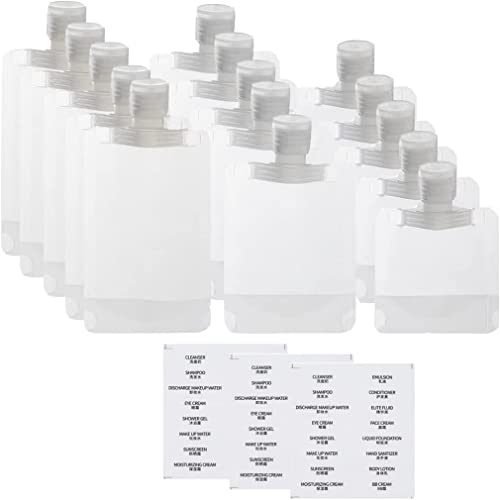18Pcs Travel Portable Size Refillable Empty Squeeze Pouch Stand Up Business Trip Portable Spout Pouch Refillable Empty Squeeze Pouch for Lotion,Shampoo,Face Cream,Hand Soap Squeezable Bags