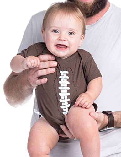 Ann Arbor T-shirt Co. Baby Football | Funny Infant Newborn 6M 12M One Piece Romper Sports Joke Humor-(1piece,NB) Brown
