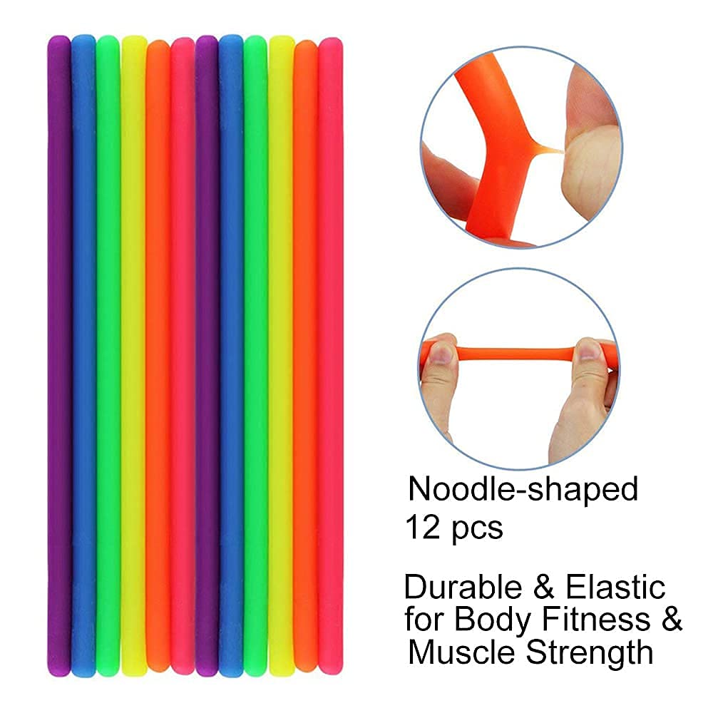 24 Packs Monkey Noodles,Stretching Strings,12 Pcs Unicorn Shaped,12 Pcs Noodle Shaped,Sensory Fidget Set, Stretching up to 4.3-6 feet length,monkey noodle fidget set,fidget noodles