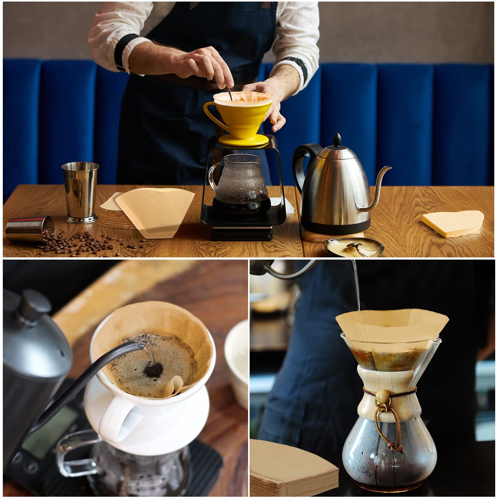 1200 Pcs #2 Cone Coffee Filters Paper Coffee Filter Unbleached Coffee Filters Disposable Pour Over Coffee Filters for Coffer Maker Pour Drip