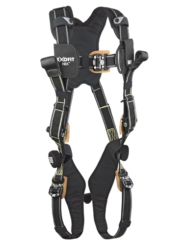 3M DBI-SALA ExoFit NEX 1113327 Full Body Arc Flash Rescue Harness, Back/Front Web Rescue Loops, Nomex/Kevlar Web, Comfort Padding, Locking QC Leg Straps, Large, Black