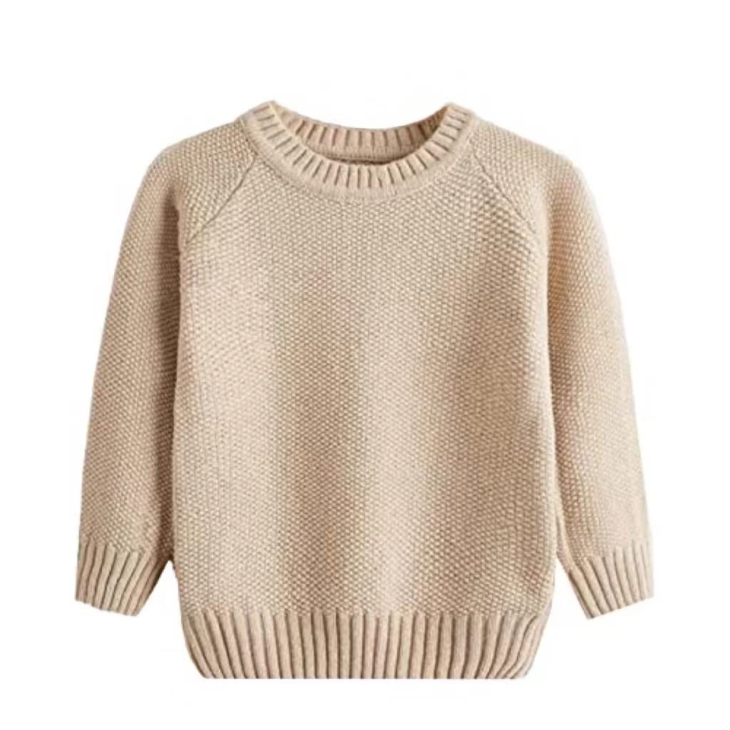 MSTOZE Baby Boy Girls Cable Knit Sweater Long Sleeve Round Neck - Unisex Kids Pure Color Cotton Pullover,for 6M-4T Infant