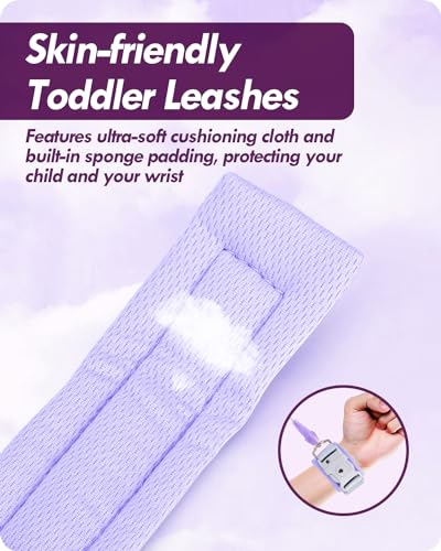 LilKisThk Child Leash, Backpack Leash for Toddlers 2 Pack, Kid Leashes Safety Harness with Key Lock, Baby Leashes Anti Lost Wrist Links (Blue+Purple)