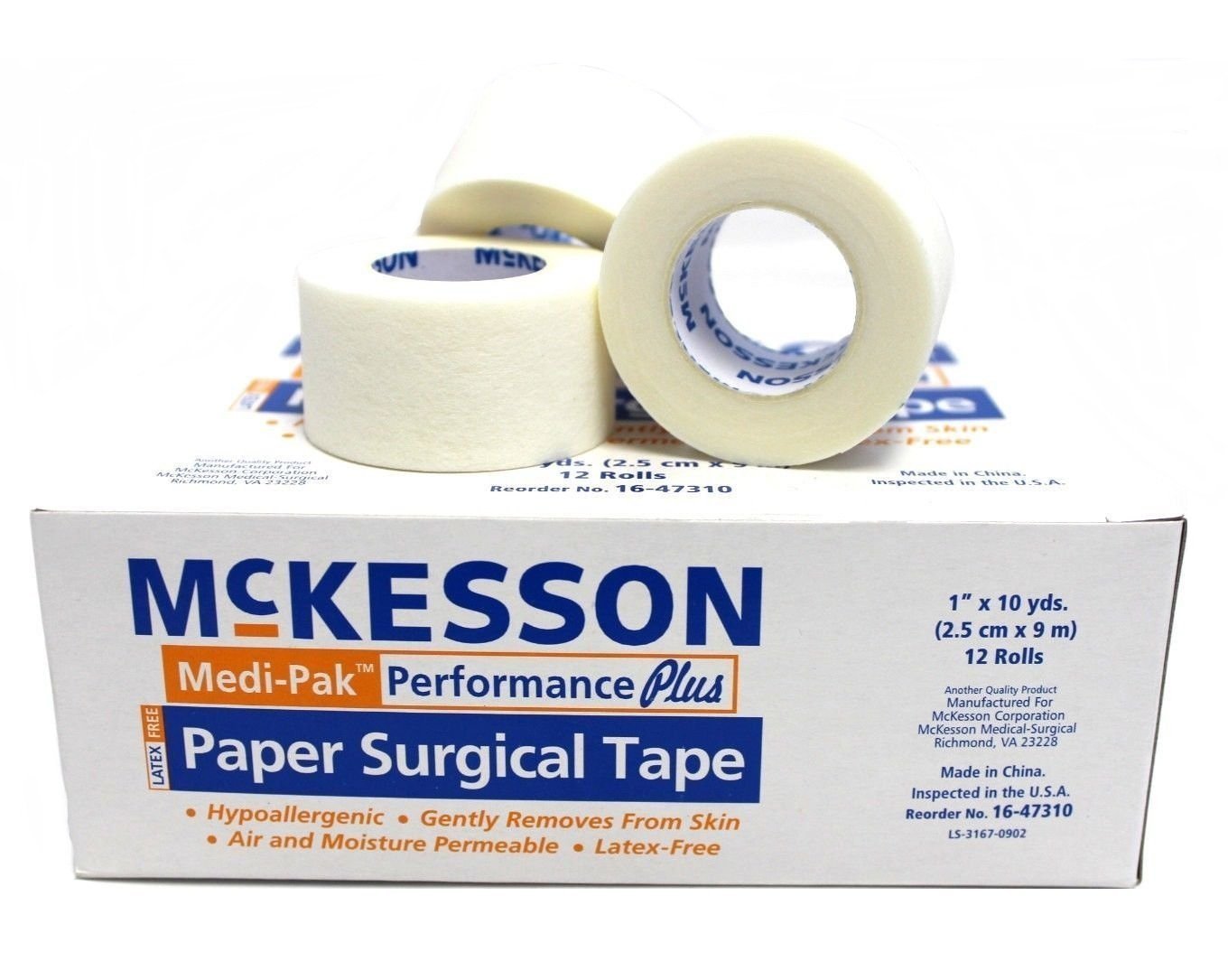2 Pack Mckesson 1" Paper Surgical Tape (12 Rolls) 16-47310