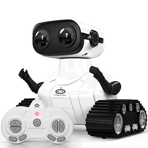AOVIKOOD Rechargeable RC Robot Toy for Boys and Girls, Robot Toys with Music and LED Eyes, Develops Motor Skills, Creativity, and Intelligence, Gifts for Children Age 3-12