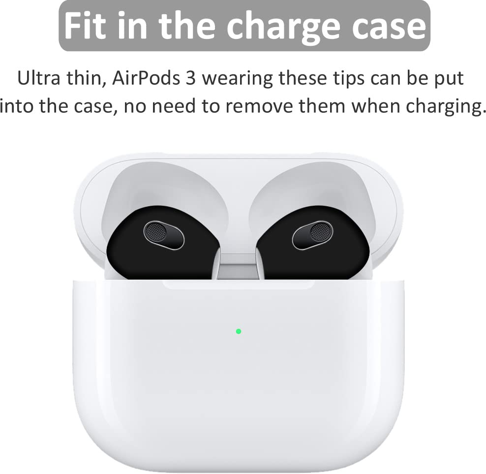 A-Focus 5 Pairs [ Fit in Case ] Compatible with AirPods 3rd Ear Tips Replacement Ultra Thin Grip Tips Anti Slip/Scratch Eartips Earbuds Cover Skin Accessories for New AirPod 3, 3 White 2 Black