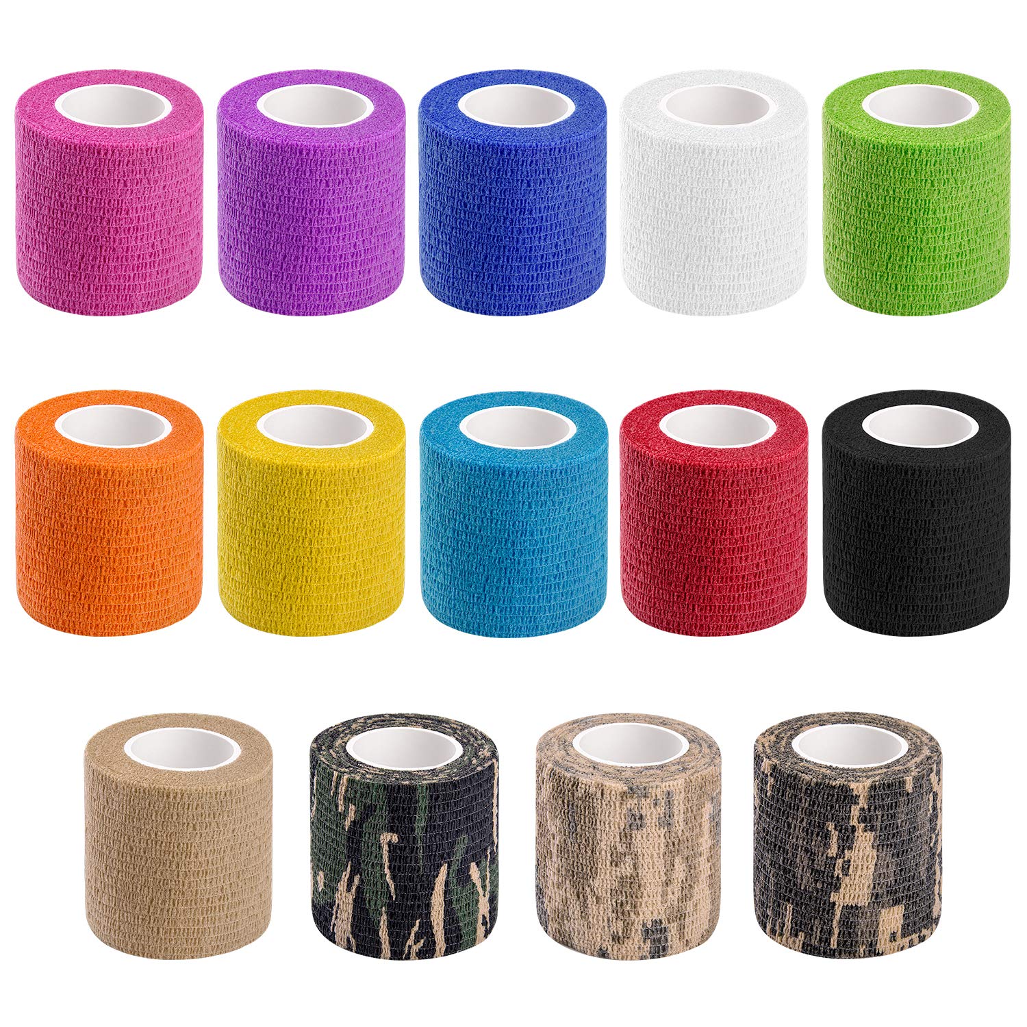 14 PCS Self Adhesive Bandage Wrap & Color Athletic Tape, Self Adherent StretchTape for Wrist, Ankle, Wrist Tape Baseball 2 Inch X 4.92Yard Per Roll.