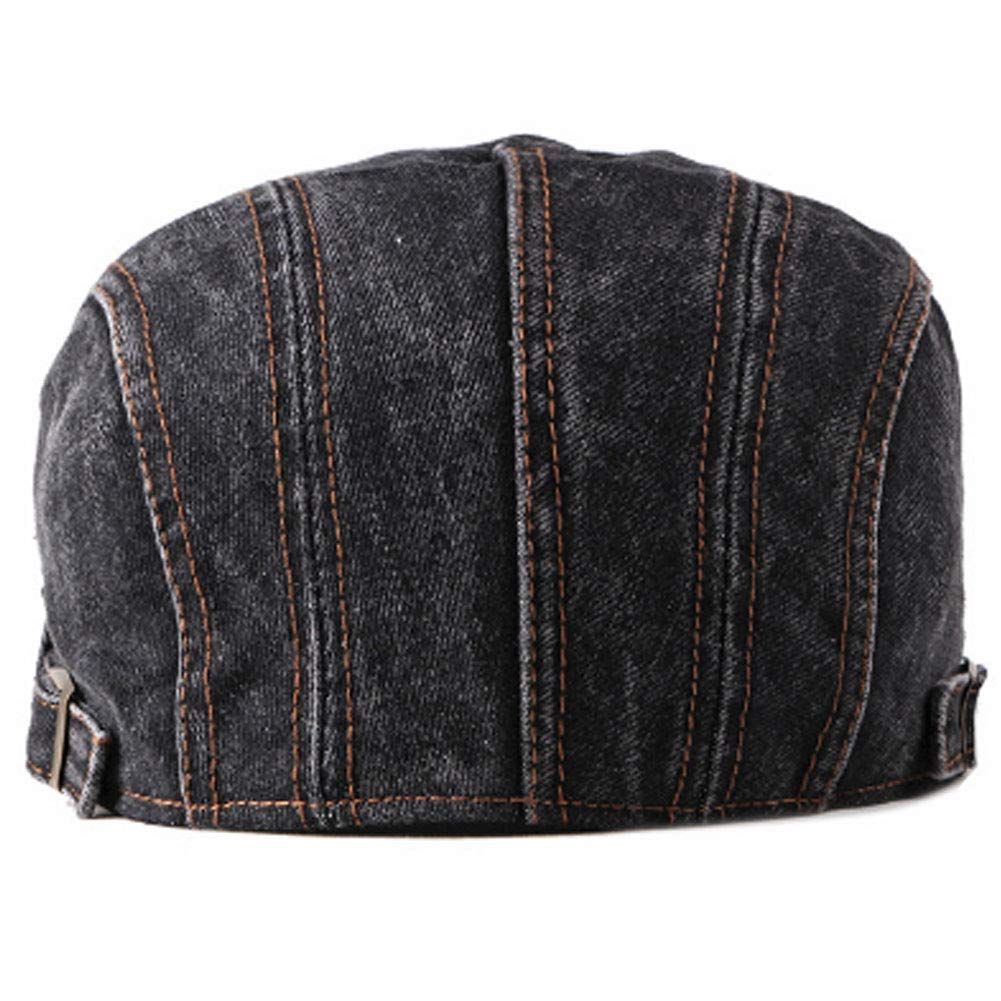 2 Pack Men's Cotton Flat Cap Ivy Gatsby Newsboy Cabbie Caps Hunting Hat, Jean Black/Dark Blue, One Size