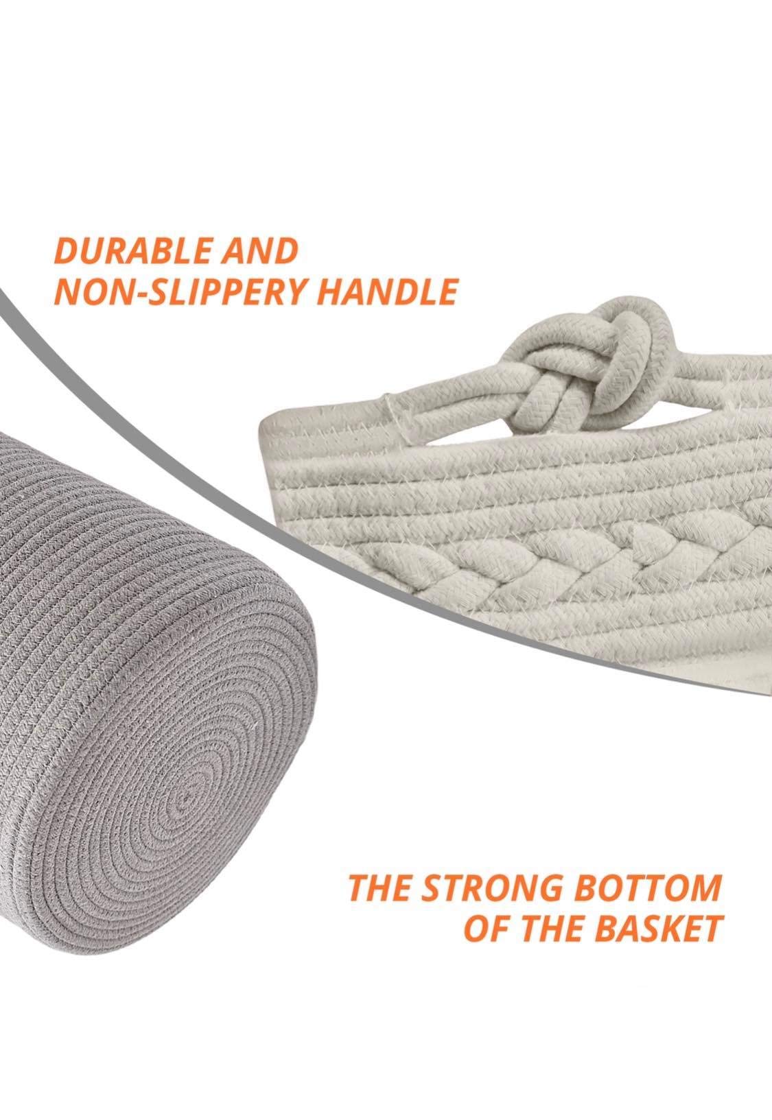 Cotton Rope Basket - 17.8" x 15.8" x 13.8" woven baby laundry basket - Woven Basket Nursery Bin - large baskets for blankets- thread laundry hamper - woven storage basket- rope baskets for organizing