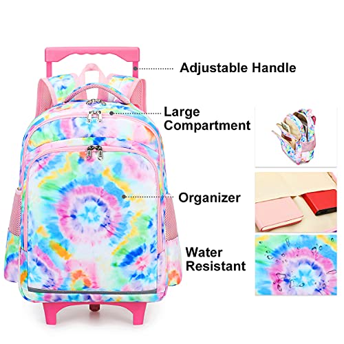 CAMTOP 18 Inch Rolling Backpack With Matching Lunch Bag Girls Boys Roller Bag on Wheels Kids School Bookbags Wheeled Backpack Set