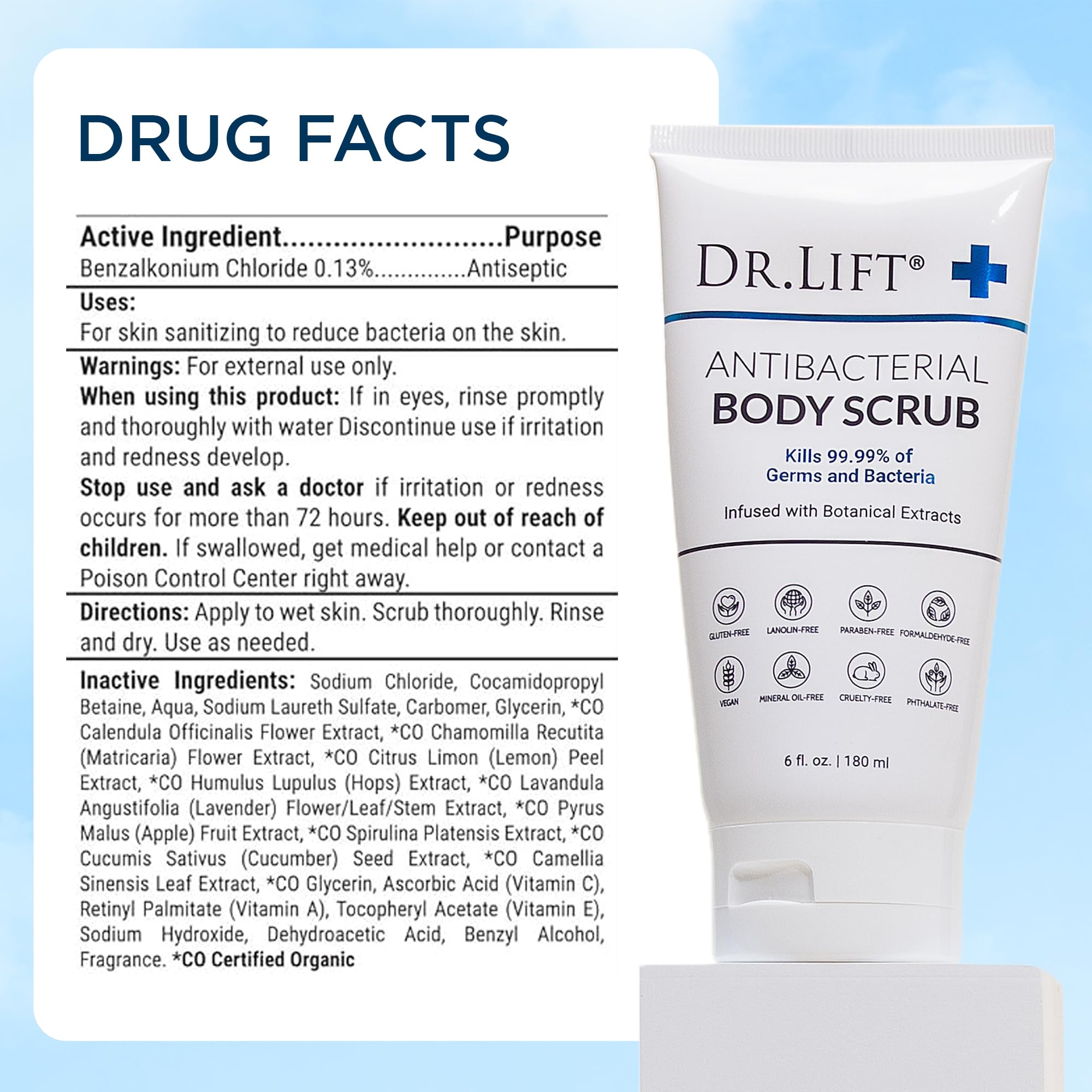 Dr. Lift Antibacterial Body Scrub, 6 oz