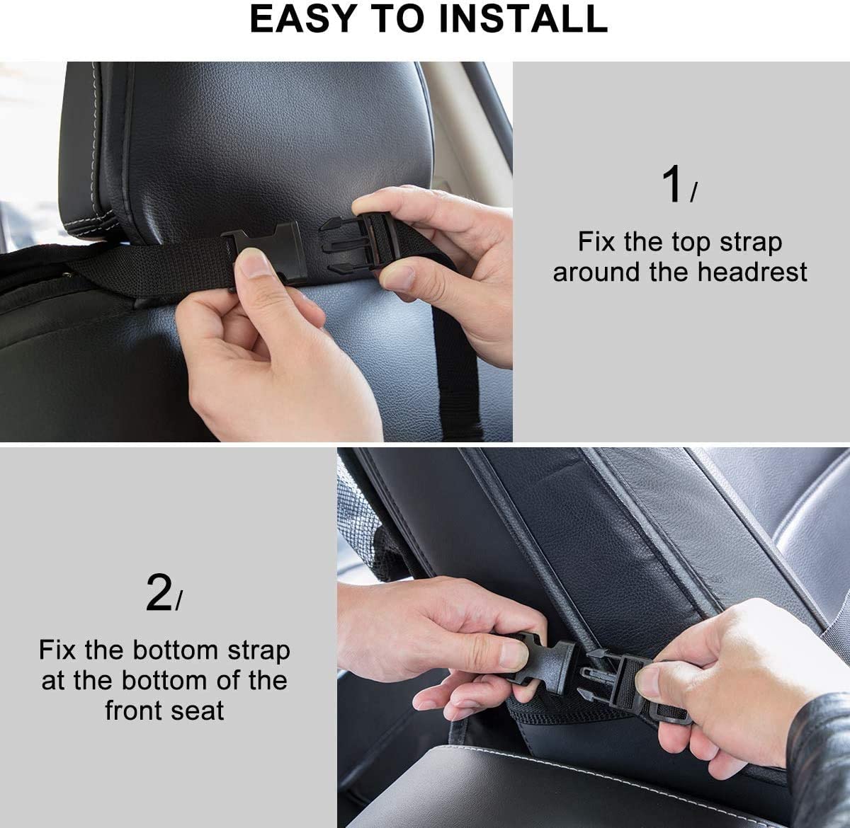ONE PIX Backseat Car Organizer Mats Back Seat Organizers and Storage Bag with Touch Screen Tablet Holder for Kids Toddlers Seats, Travel Accessories, Road Trip Essentials (2PCS)