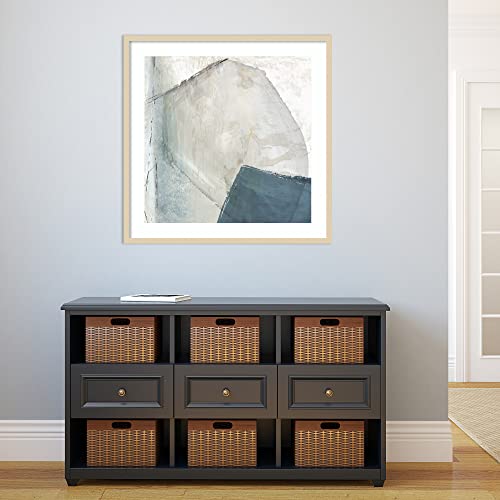 Amanti Art Varied Blue Abstract by Emma Peal Wood Framed Wall Art Print (33 in. W x 33 in. H), Svelte Natural Frame