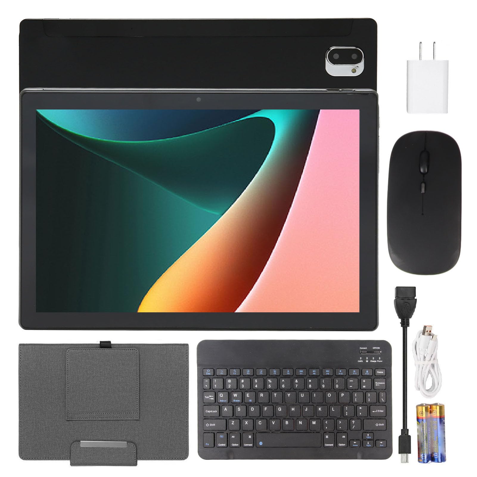 2 in 1 Tablet, 6GB 128GB Memory 5G WiFi 10.1 Inch LCD Gaming Tablet Dual Camera with Mouse Keyboard for Family (US Plug)
