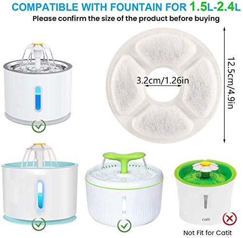 TUOWS Pet Fountain Filters Replacement Cat Water Fountain Filter Activated Carbon Filter for Automatic Water Dispenser Dog Drinking Fountain (16 Pack)