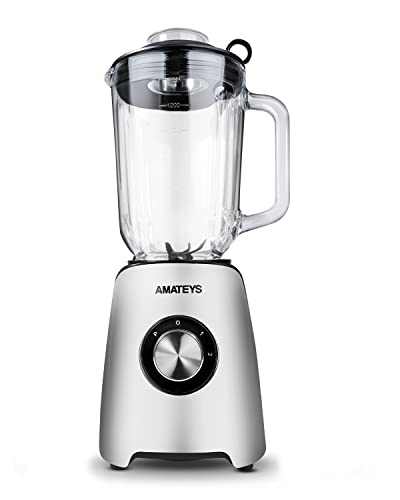 Amateys Quiet Smoothie Blender with 50 Oz Glass Jar,Professional Kitchen Blender for Shakes and Smoothies,Countertop Blender Speed Adjustable for Ice Crush Frozen Fruit Puree Mlikshakes