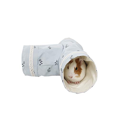 Collapsible Small Animal Play Tunnel Pet Toy Guinea Pig Chinchillas Mice Rats Hamster Tunnel Cage House Accessories (Blue, 3 Ways)