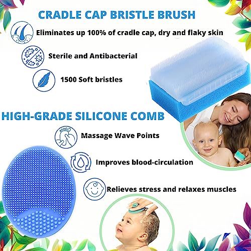 Baby Bath Sponges for Newborns - Baby Cradle Cap Brush - Cradle Cap Comb for Babies (Pack of 5)