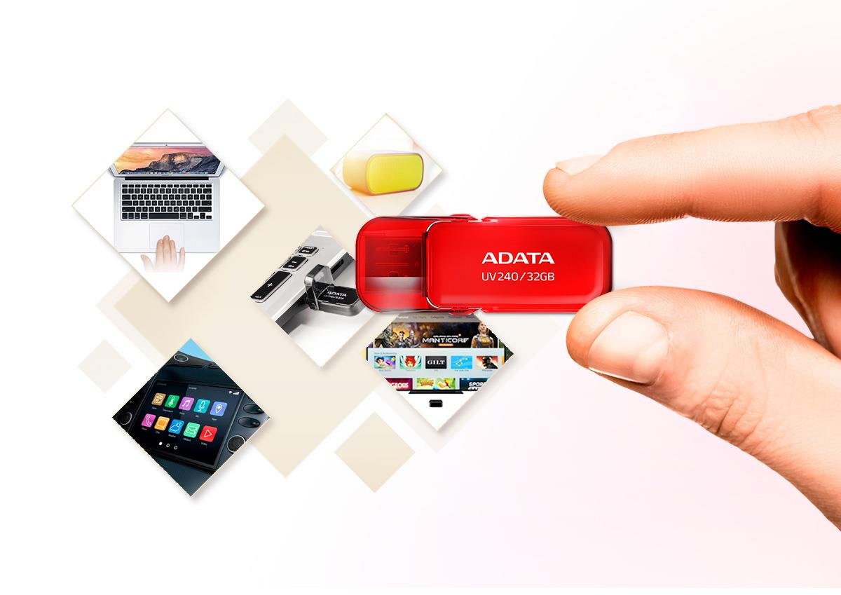 ADATA UV240 Easy-Flip 32GB USB Flash Drive Red (AUV240-32G-RRD)