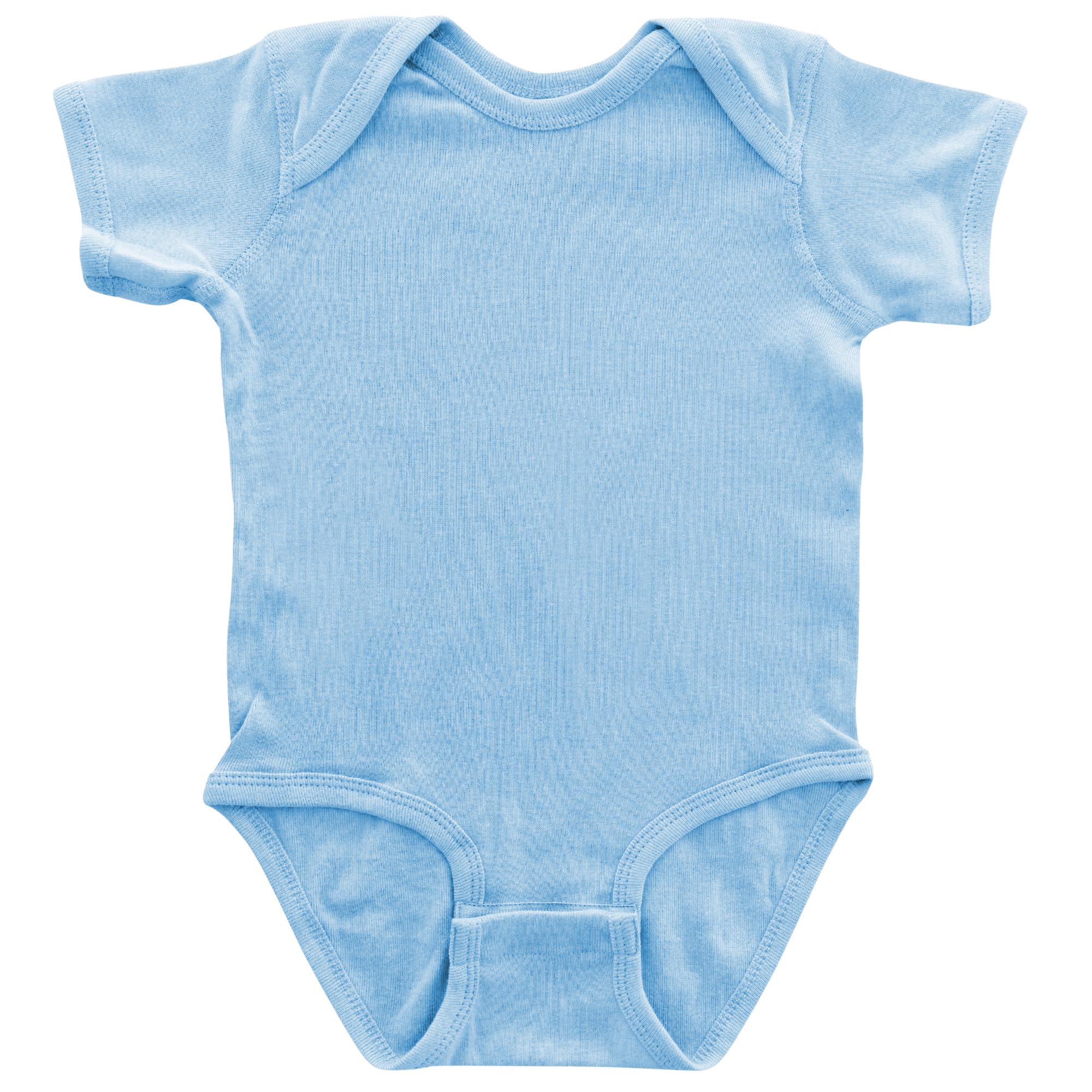 Apericots Super Soft Cotton Blank Plain Comfy Baby Short Sleeve Bodysuit, Light Blue, Newborn