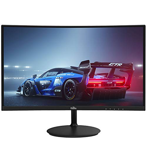 Fiodio 24" Curved 75Hz Refresh Rate Computer Monitor Full HD 1080P HDMI VGA Ports with Speakers, VESA Wall Mount Ready (HDMI Cable Included)