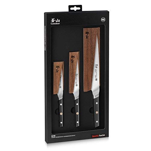 Cangshan TC Series 1021196 Swedish 14C28N Steel Forged 3-Piece Starter Knife Set with Wood Sheaths