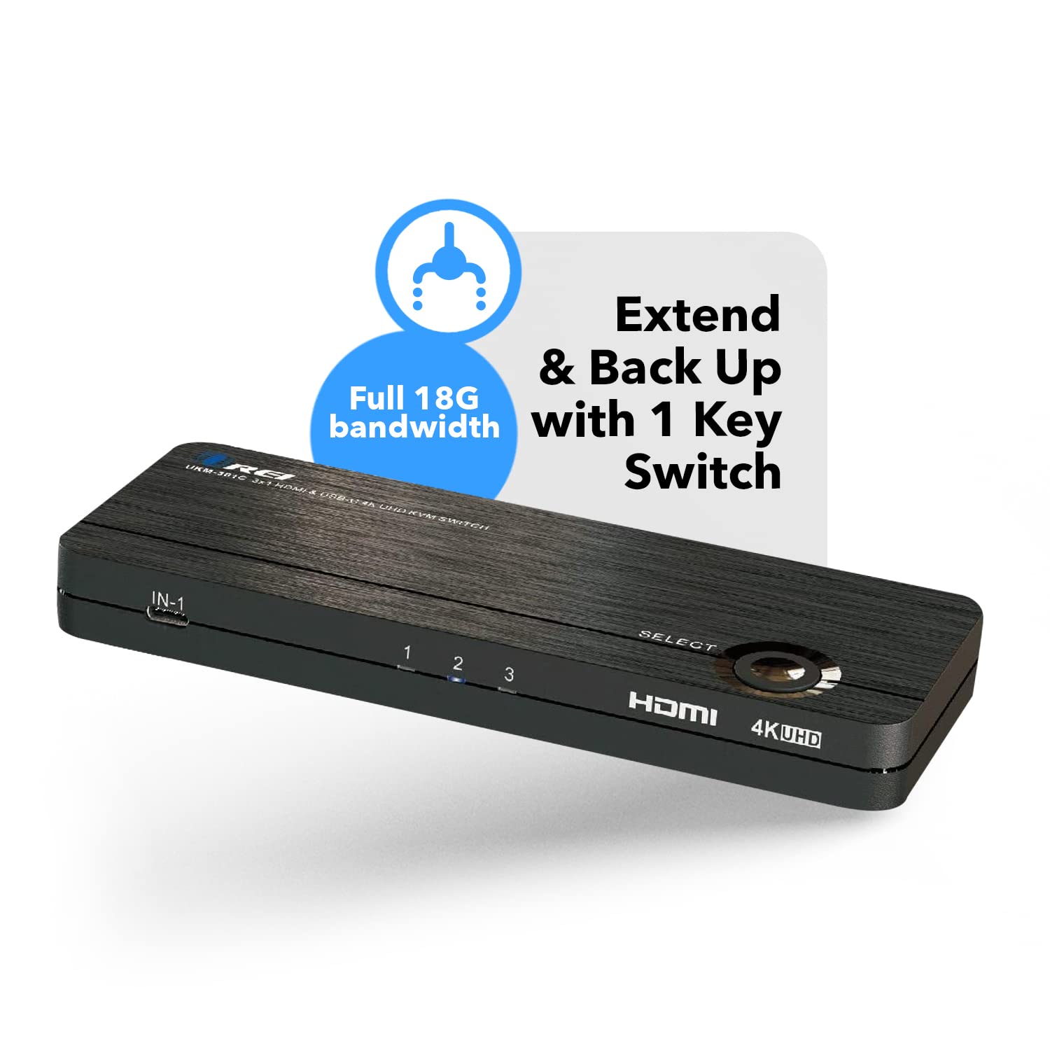 OREI 3 Port KVM Switch 4K@60Hz, 1 USB-C DP Input, 2 HDMI Inputs & 4 USB 2.0 Ports to Connect Flash Drives, Printers and Keyboard-Mouse (UKM-301C)