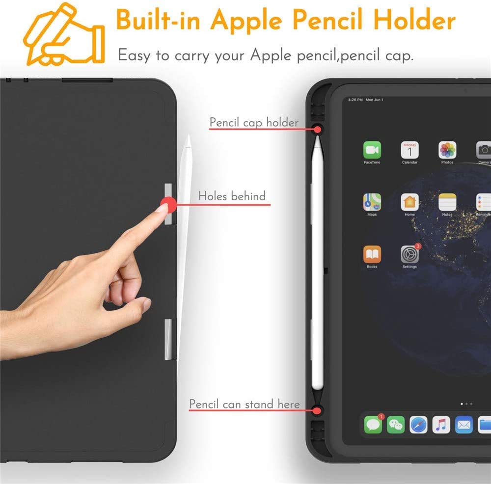 Hepix Compatible with iPad Air 6th 11 in iCase 2024 iPad Air 5th 4th Gen Case 10.9 with Pencil Holder 2022 2020, Colorful Leaf Trifold Auto Sleep Wake