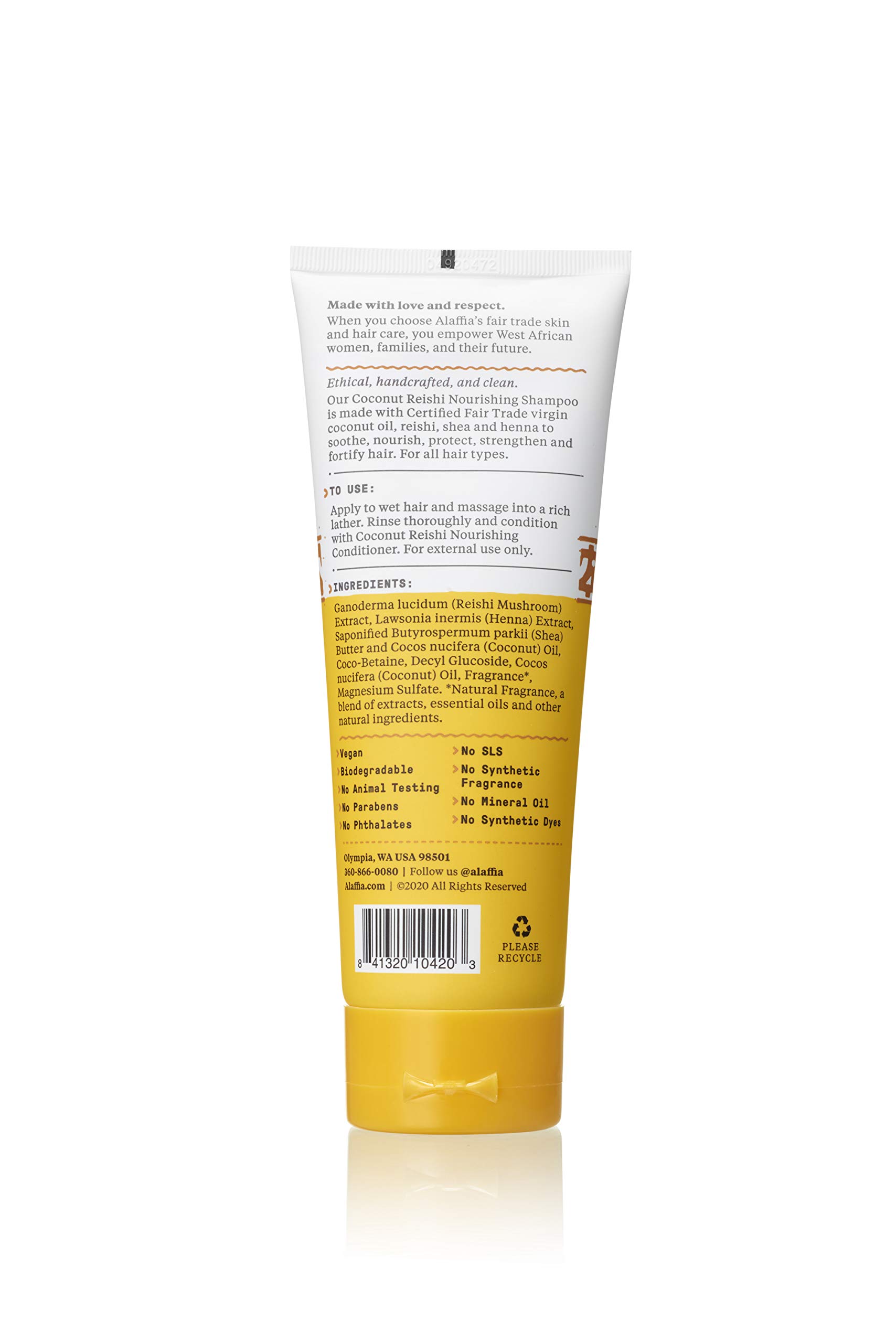 Alaffia Coconut Reishi Nourishing Shampoo, Purely Coconut 8 FZ